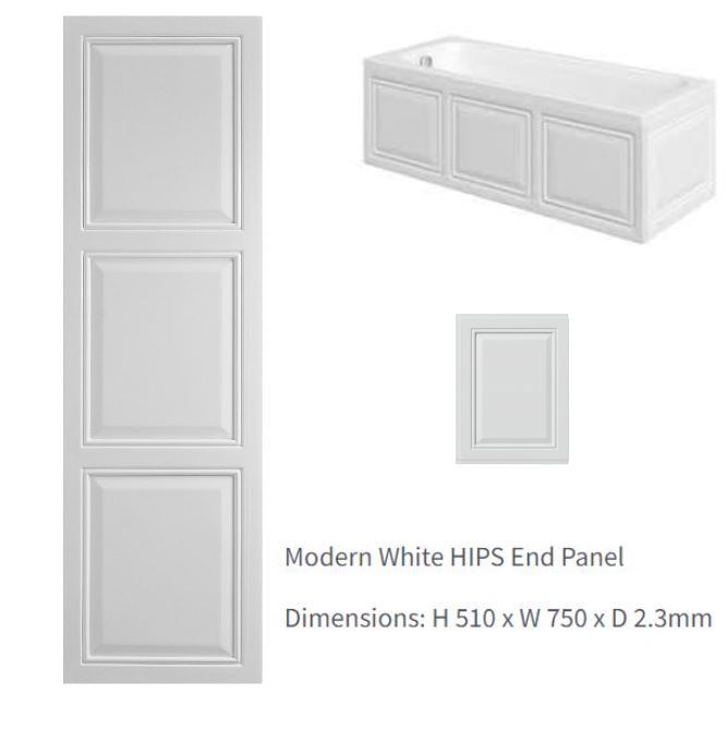 Square Bathroom 1700mm White Gloss Finish Acrylic Front Side Bath Panel ...