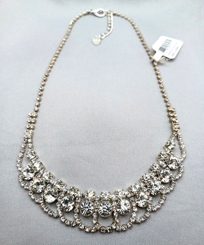 Icing Rhinestone Statement Necklace Sparkling Clear Crystals' Silver ...