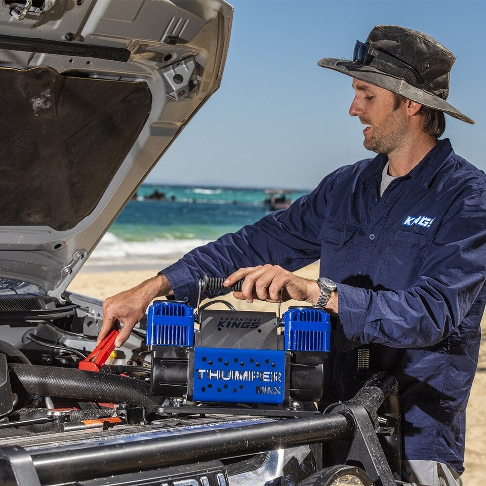 Thumper Max Air Compressor Portable 300L/min 12V Tyre Inflator 8m hose ...