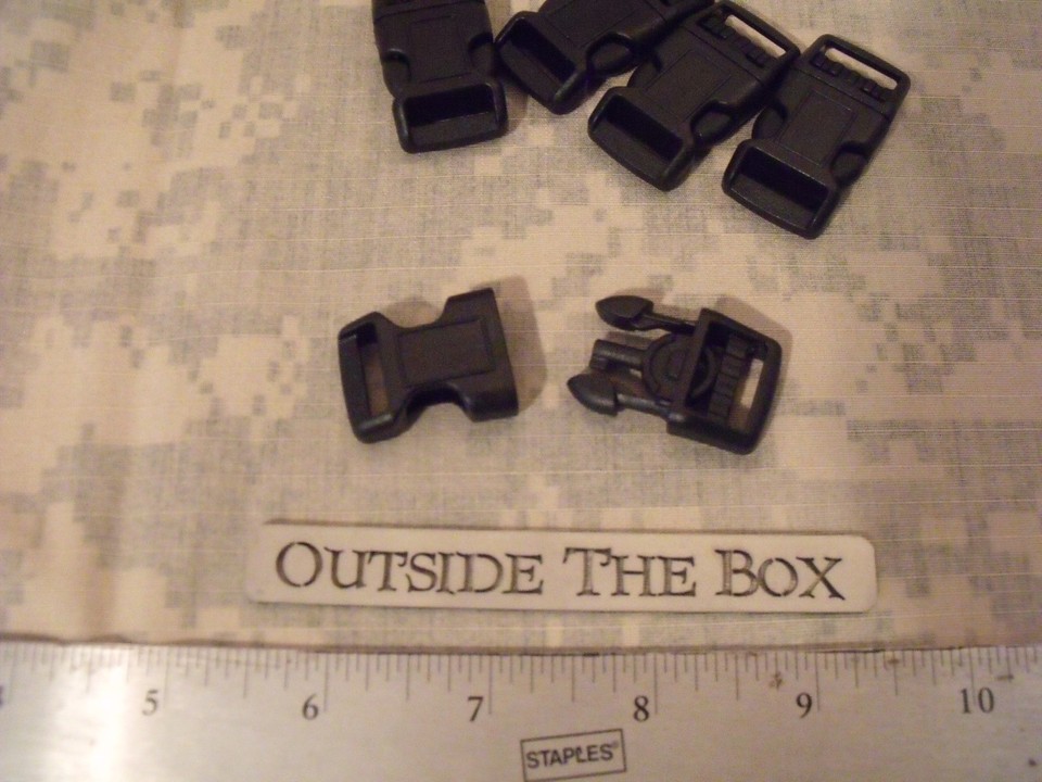 LOT of (5) 5/8" Side Release Buckle w/Handcuff Key , Black, ABS Plastic ...