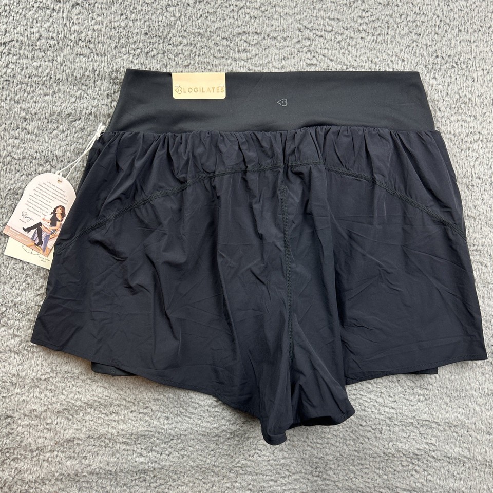 Blogilates Shorts Womens XL Black Crisscross Run Shorts Flowy Pockets ...