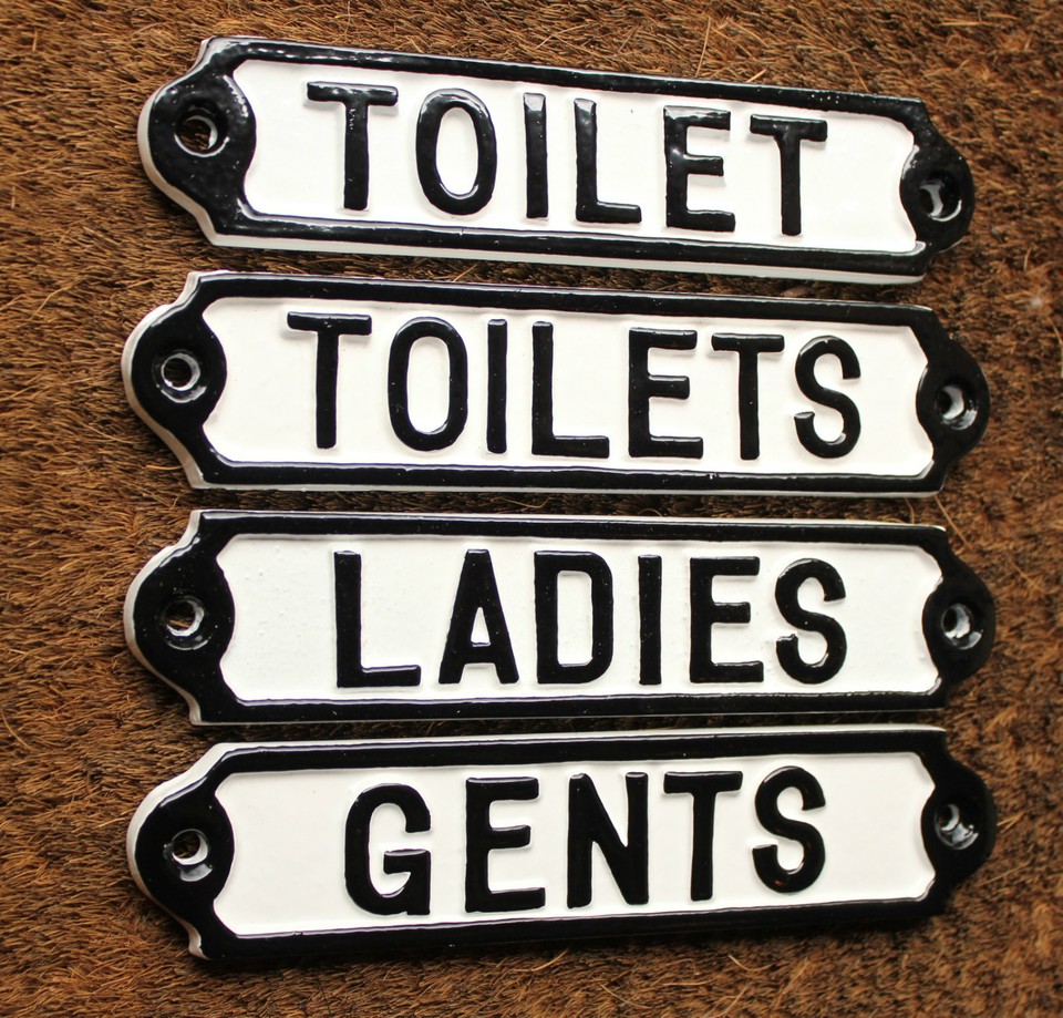 TOILETS/LADIES/GENTS TOILET SIGNS VINTAGE ANTIQUE SHABBY CAST IRON ...