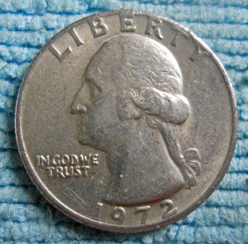 1972 Washington Quarter Dollar No Mint Mark rare coin Writing on Edges ...