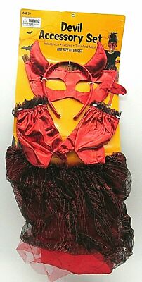 Halloween Costume Devil Accessory Set 3+ Fits Most Girls Tutu Gloves Mask | eBay