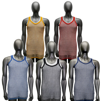 Men's Unisex Mixed Thread AMIR String Vest 100% Cotton RASTA TankTop ...