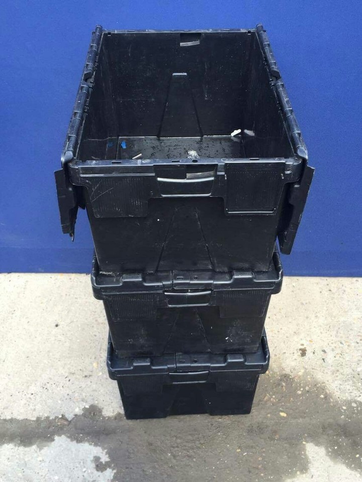 6 x 60ltr Heavy Duty Plastic Storage Tote Boxes 60 x 40 x 30cm ALC ...