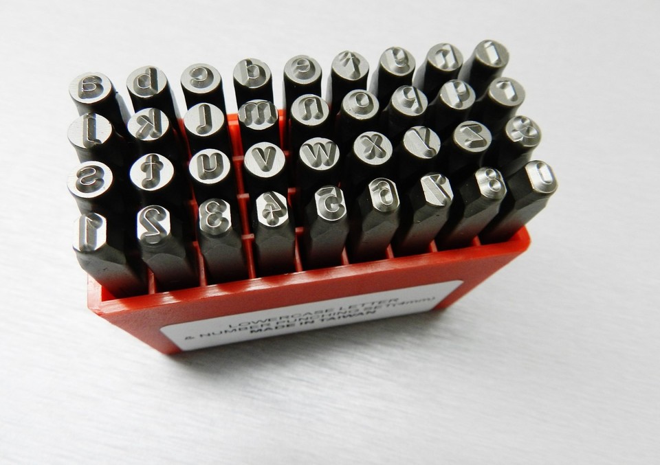 Metal Marking Stamps Alphabet & Numbers Hand Punches 4mm Lower Case 36 ...
