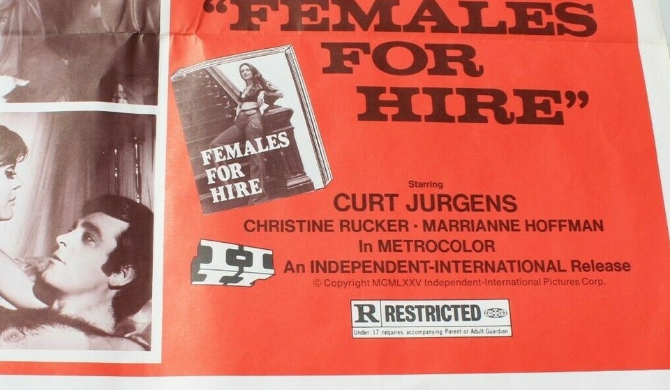 Vtg 1969 FEMALES FOR HIRE (Christine Rucker) Sexploitation One Sheet ...
