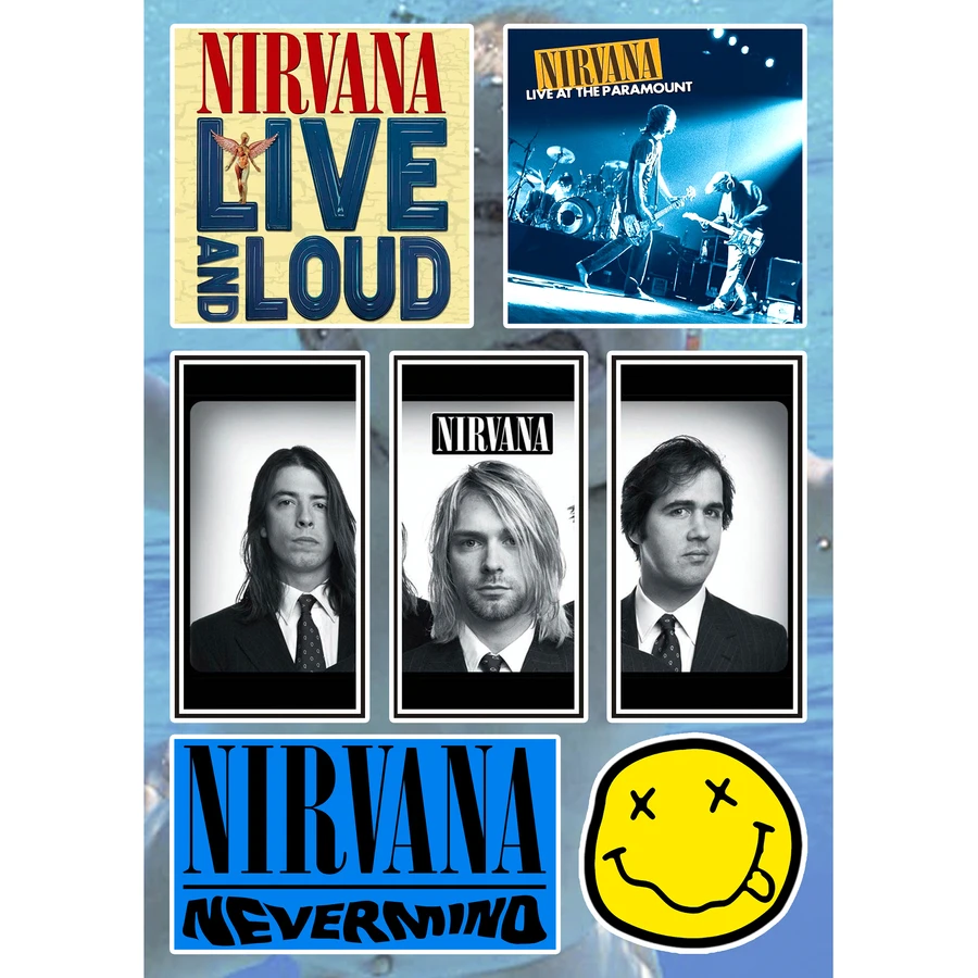 Nirvana Sticker Pack Kurt Cobain Nevermind In Utero Bleach MTV ...