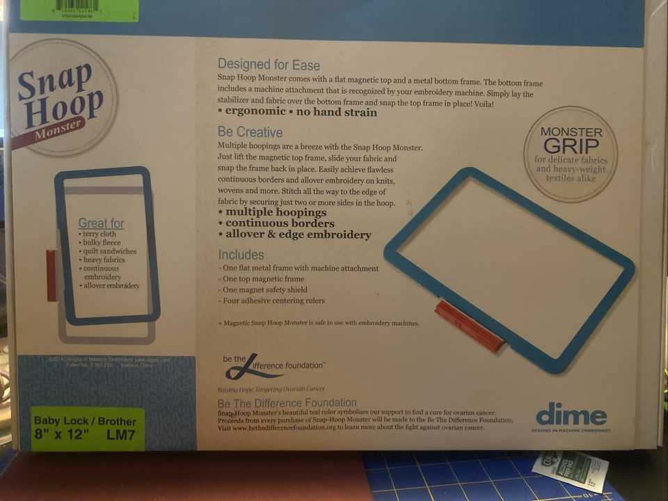NIB DIME Monster Snap Hoop Brother BabyLock Single Needle Embroidery ...
