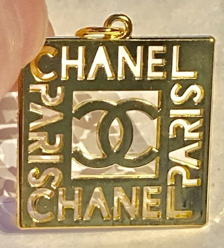 Chanel Laser Cut Zipper Pull Button Square Zipper Pull Stamped Gold ...