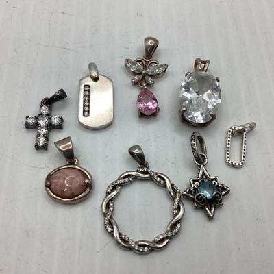 8x Silver 1.6cm-2.8cm Mixed Stone Pendants 18.96g (F6) W#612 | eBay ...