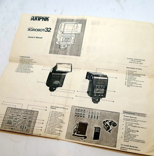 Flash guide instruction manual printed for Sunpak Digirobot 32 vintage ...