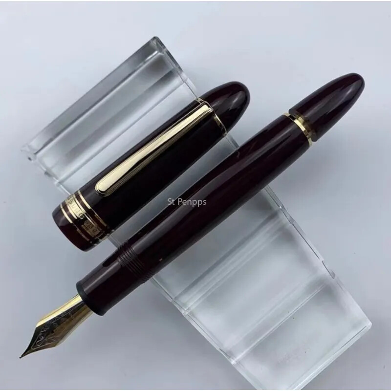 Junlai 630 Fountain Pen #8 0.5-0.7mm/B Stub Nib Piston Resin Golden ...
