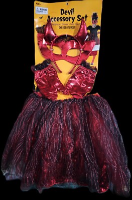 Kids Halloween Dress Up Devil Kit Skirt Mask Headband Glovettes Red ...