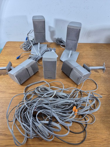 5x Bose Metal Jewel Double Cube Speakers Silver Lifestyle Acoustimass w ...