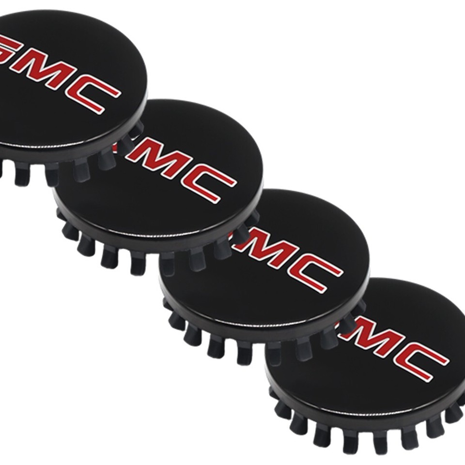 4PCS BLACK & RED Wheel Center Caps 83mm 3.25" for Sierra Yukon Denali ...