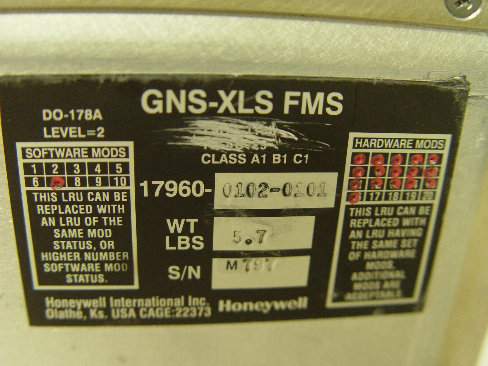 Honeywell GNS-XLS FMS 17960-0102-0101 Flight Navigation Management ...