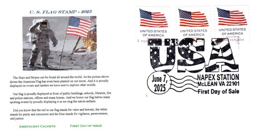 Aristocrat U S FDC for Flag stamp issued June 7, 2025, coil, pane ...