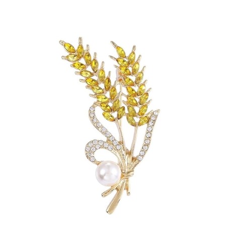 Broche bijou épingle épis de blé & perle nacrée, acier doré. | eBay