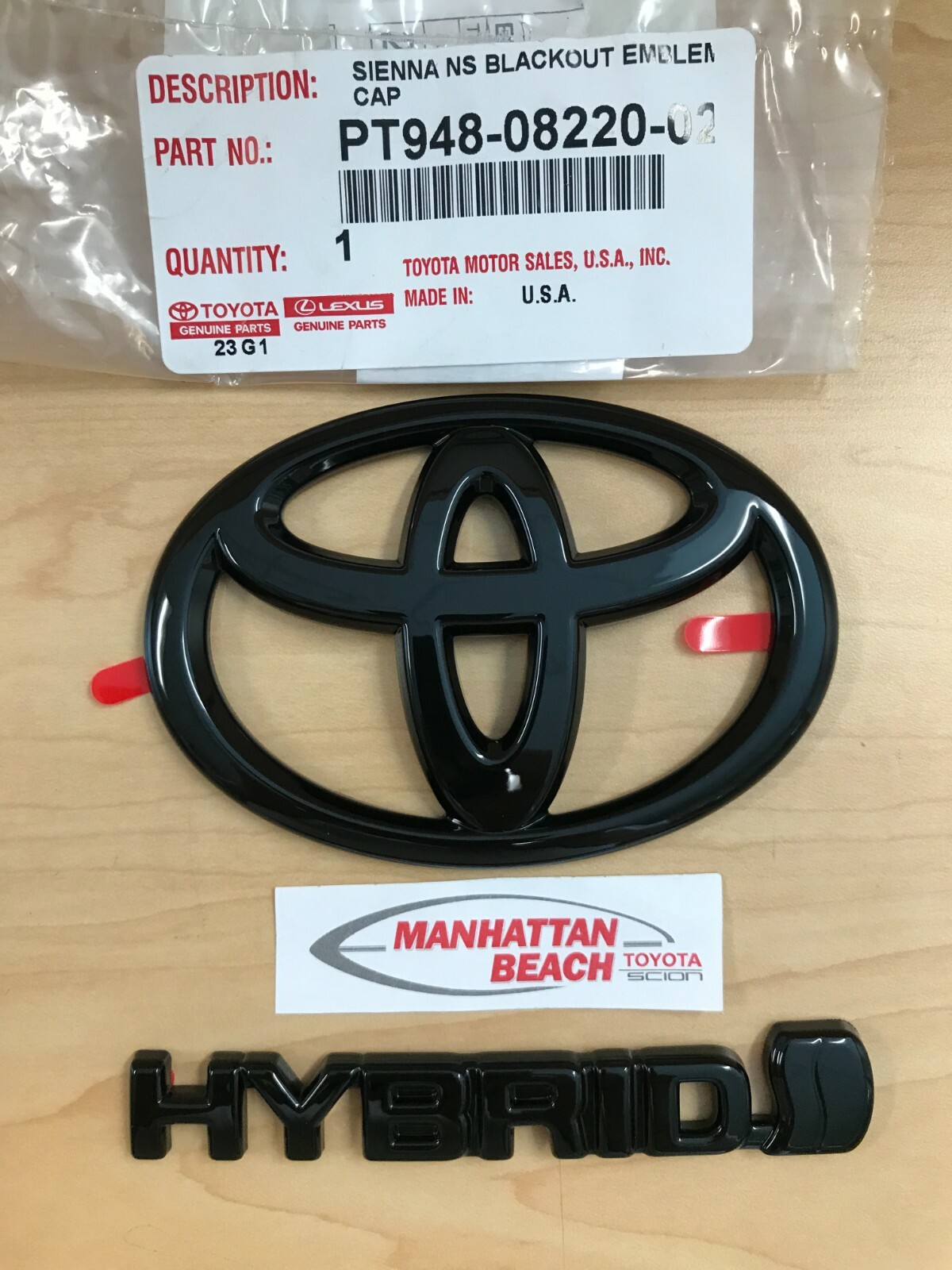 22-24 SIENNA BLACKOUT EMBLEM OVERLAY KIT GENUINE TOYOTA ACCESSORY PT948 ...