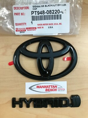 22-24 SIENNA BLACKOUT EMBLEM OVERLAY KIT GENUINE TOYOTA ACCESSORY PT948 ...