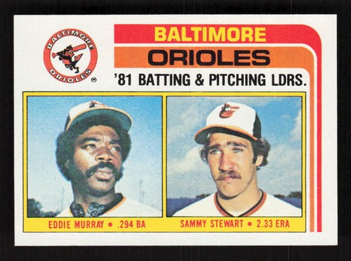 1982 Topps #426 Orioles Leaders (Eddie Murray/Sammy Stewart) Baltimore ...