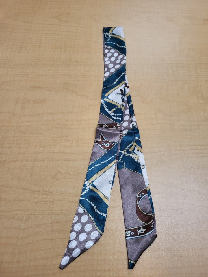 New In Package Silk Scarf Green Brown Gold Ivory Taupe Patterned Neck ...