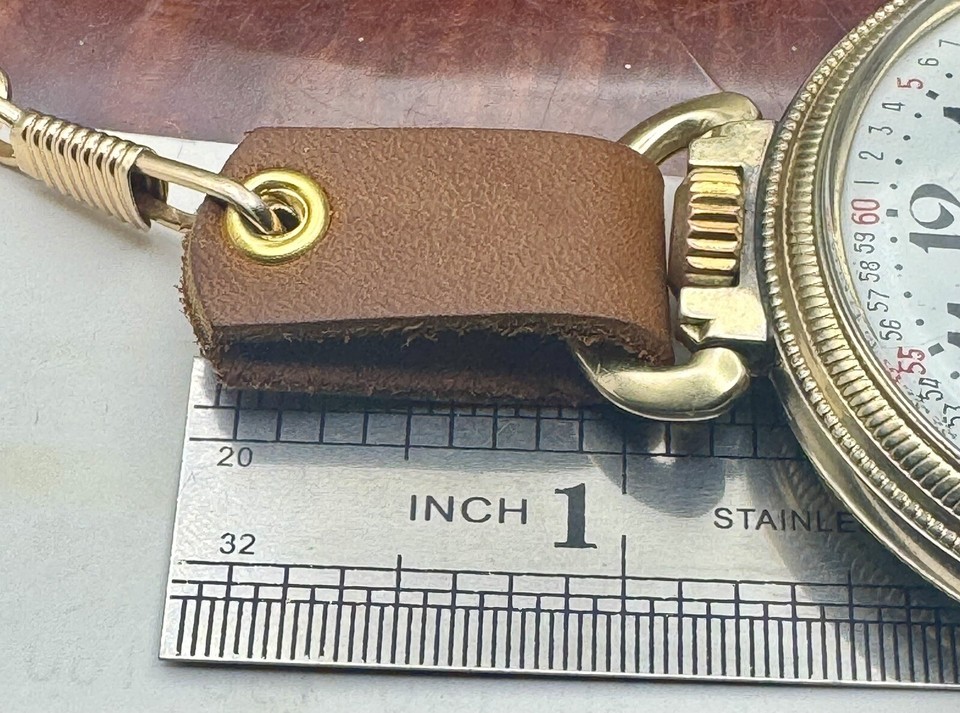•NEW• Genuine Leather POCKET WATCH BOW / FOB STRAP; 1/ 2” Wide; BROWN ...