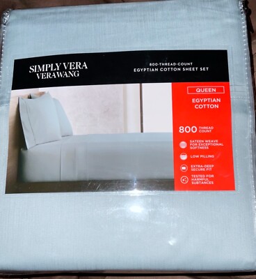 New Simply Vera Wang QUEEN sz 4 pc 800 TC Egyptian Cotton Sheet Set ...