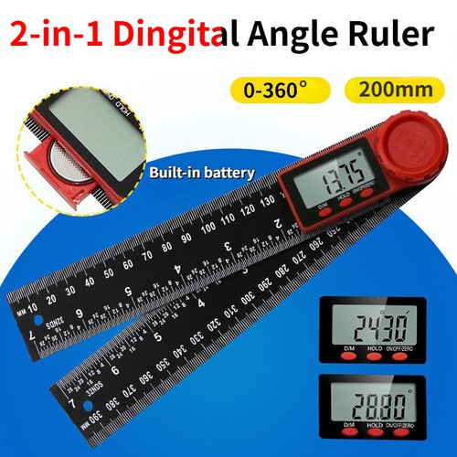 Digital Angle Finder Protractor (8 In/200 mm) Measuring Ruler with LCD ...