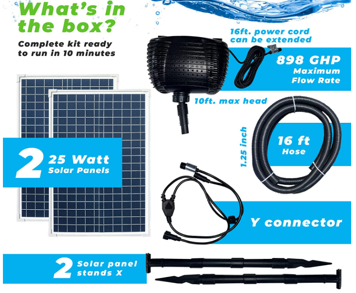 NEW Solar Animal Trough Stock Tank De-icer Small Koi Pump KIT 900+GPH ...