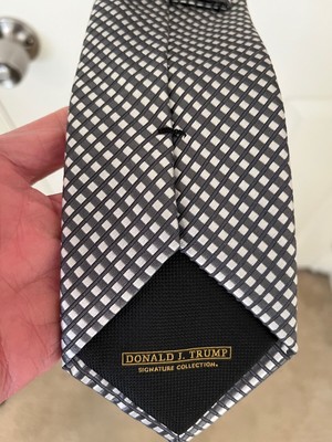 Trump signature necktie gray and white checks | eBay