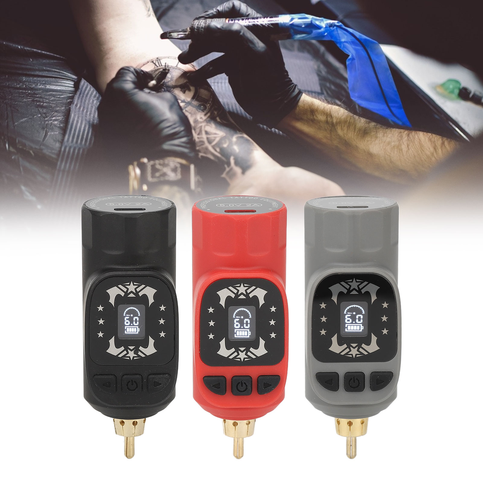 Tattoo Wireless Power Supply 1600mAh RCA Interface Digital Display ...