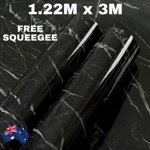 1.22M x 3M Gloss Black Marble Grain M33 Vinyl Wrap Sticker Film Car ...