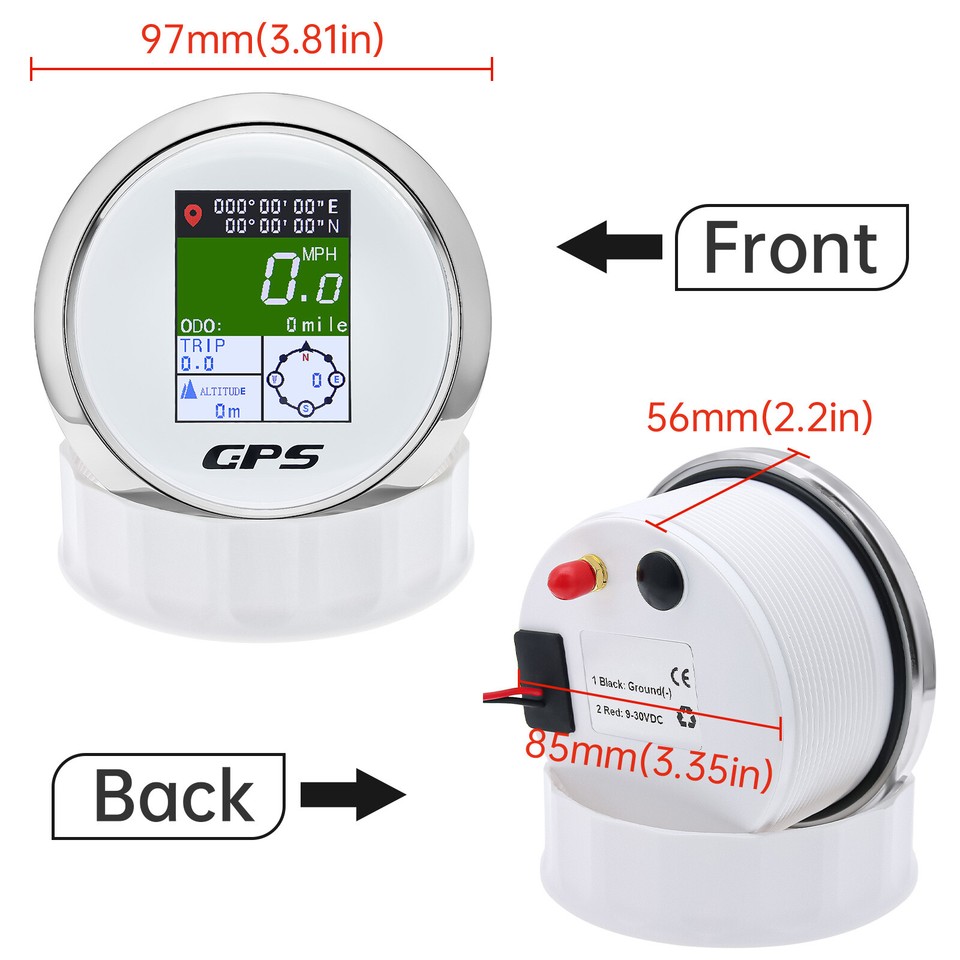 85mm Waterproof GPS Speedometer Odometer Gauge 999MPH for Marine Boat ...