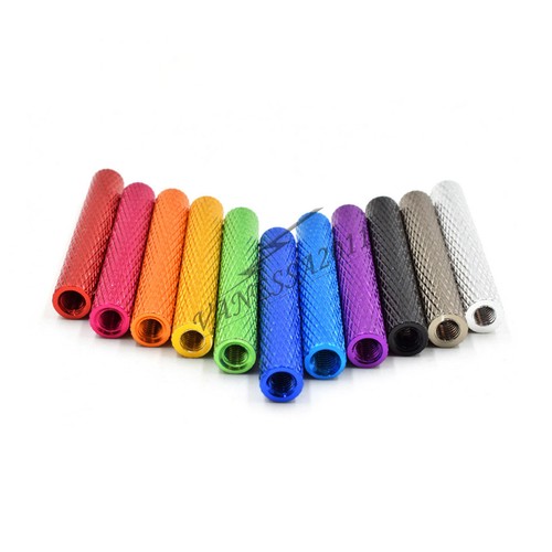 5/10x M3 Colorful Round Threaded Aluminum Knurled Standoff Column ...