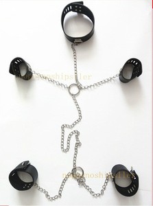 Neck Collar To Wrist Ankle Chain Set Cuffs Harness LOCKABLE HAND LEG ...