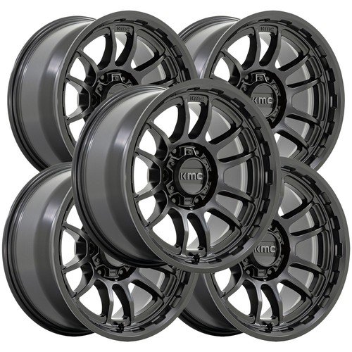 (Set of 5) KMC KM727 Wrath 17x8.5 5x5" +0mm Satin Black Wheels Rims 17 ...