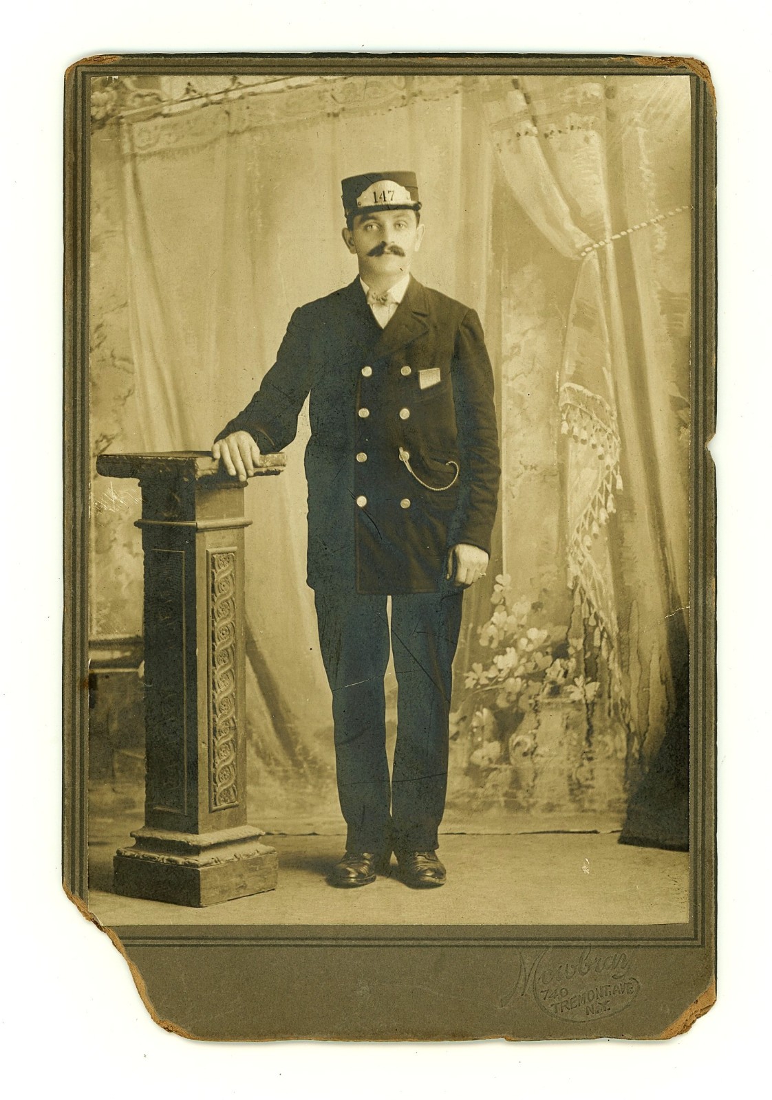 RARE NYC STREETCAR CONDUCTOR UNIFORM PHOTO #147 TROLLEY TRANSIT CABINET ...