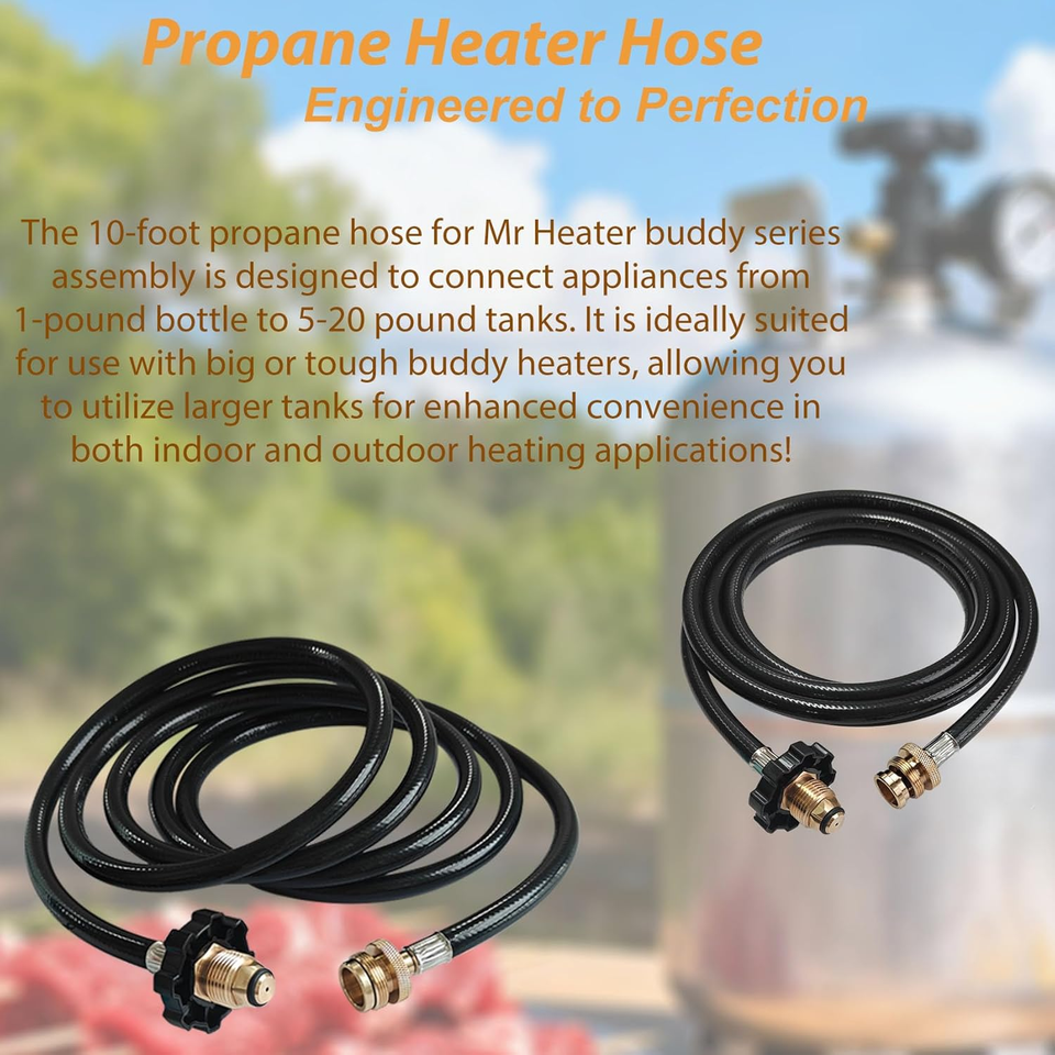 F273704 10FT Propane Adapter Hose Mr Heater Buddy Series Big Buddy ...