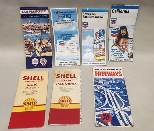 Vintage Gas Station Chevron, Shell, 76 US Maps Lot of 7 | eBay