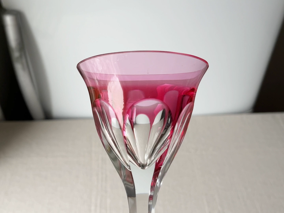 MOSER CRYSTAL WINE Pink CUT TO CLEAR wine glass | eBay
