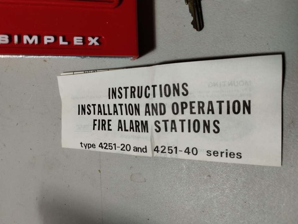 NEW Simplex 4251-20 Pull Down Fire Alarm w/ Keys, Glass Rods ...