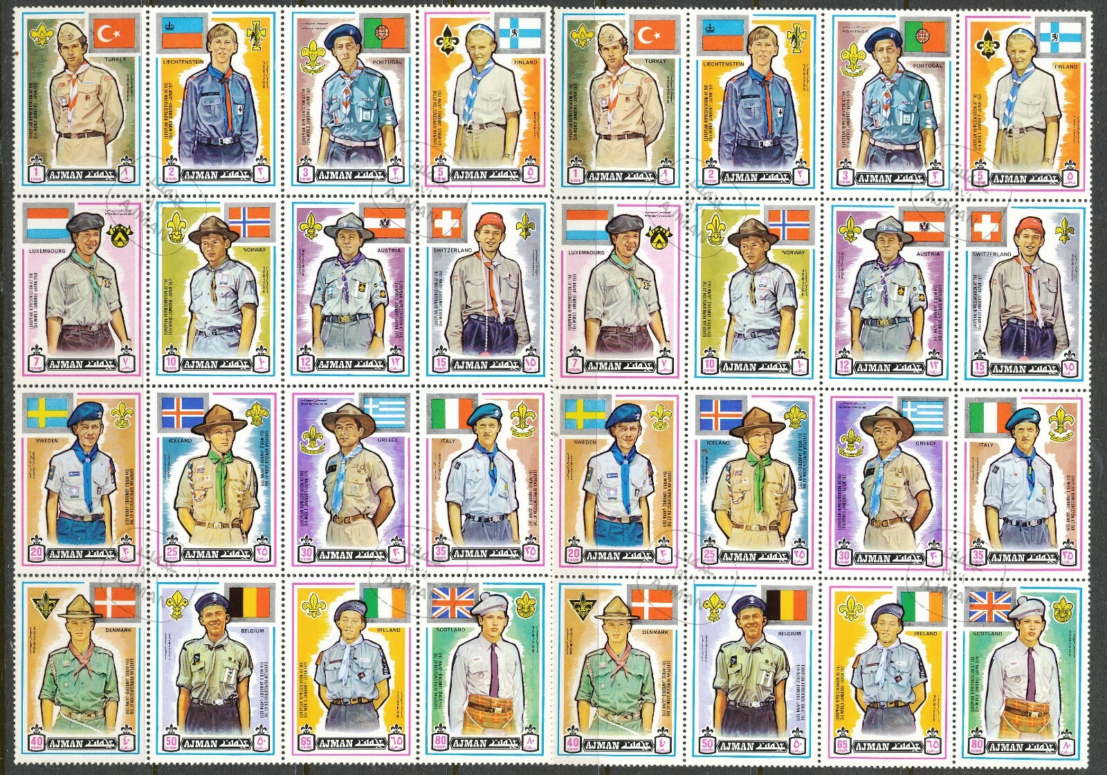 Ajman-1971 Boy Scouts Flags of different countries,-CTO (2) | eBay