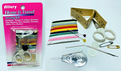 LOT OF 2 Allary Portable Sewing Kit Case Mini Home Travel Emergency ...