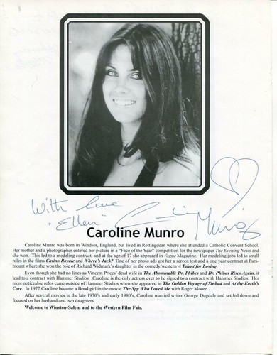Caroline Munro Johnny Meeks SciFi Actress Rockabilly Autograph Signed ...
