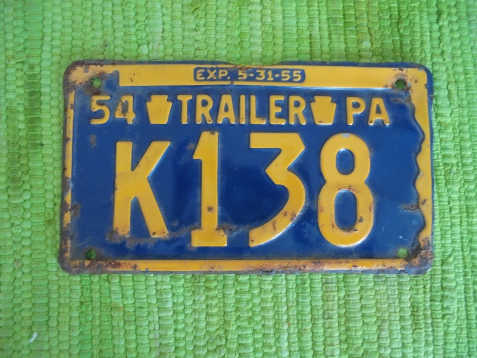 1954 Pennsylvania Trailer License Plate PA Tag K138 Penna 54 | eBay