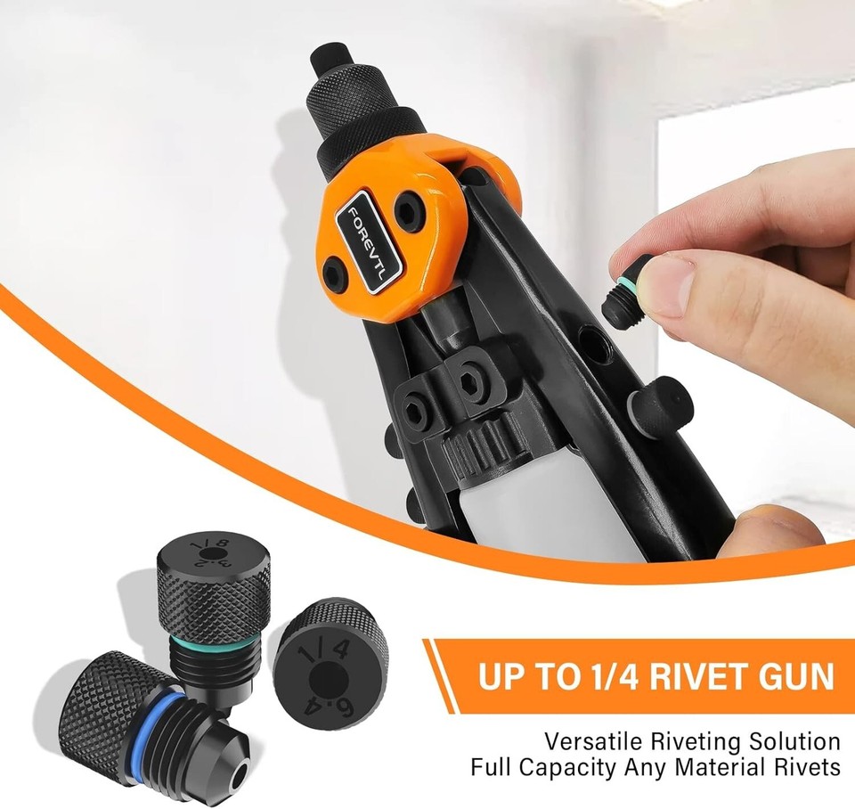 Rivet Gun, 1/4 Rivet Gun Kit, All Metal Large Heavy Duty Hand Riveting ...