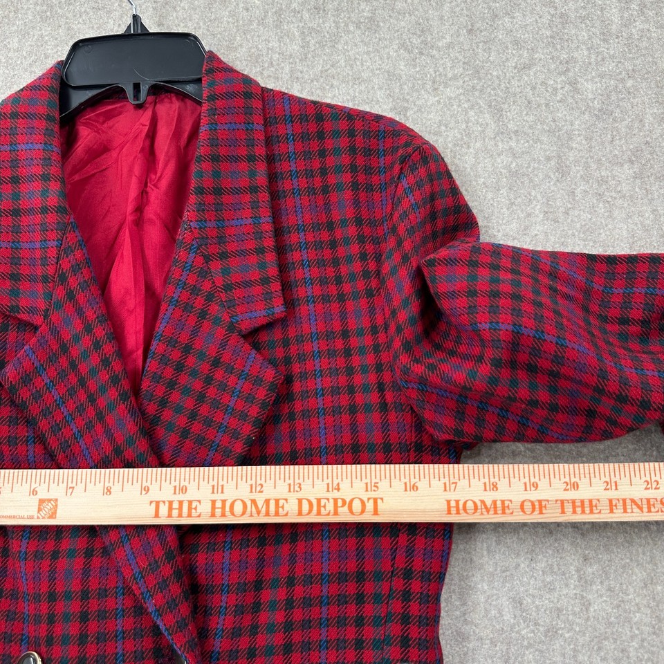 Vtg Talbots Wool Blazer Lined Black Red Check Double Breast Preppy 4 ...